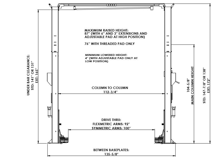 Flexmetric Two Post Lift 10 000 LB 4 5T The Lift SuperStore Flexmetric Two Post Lift 10 000 LB 4 5T The Lift SuperStore